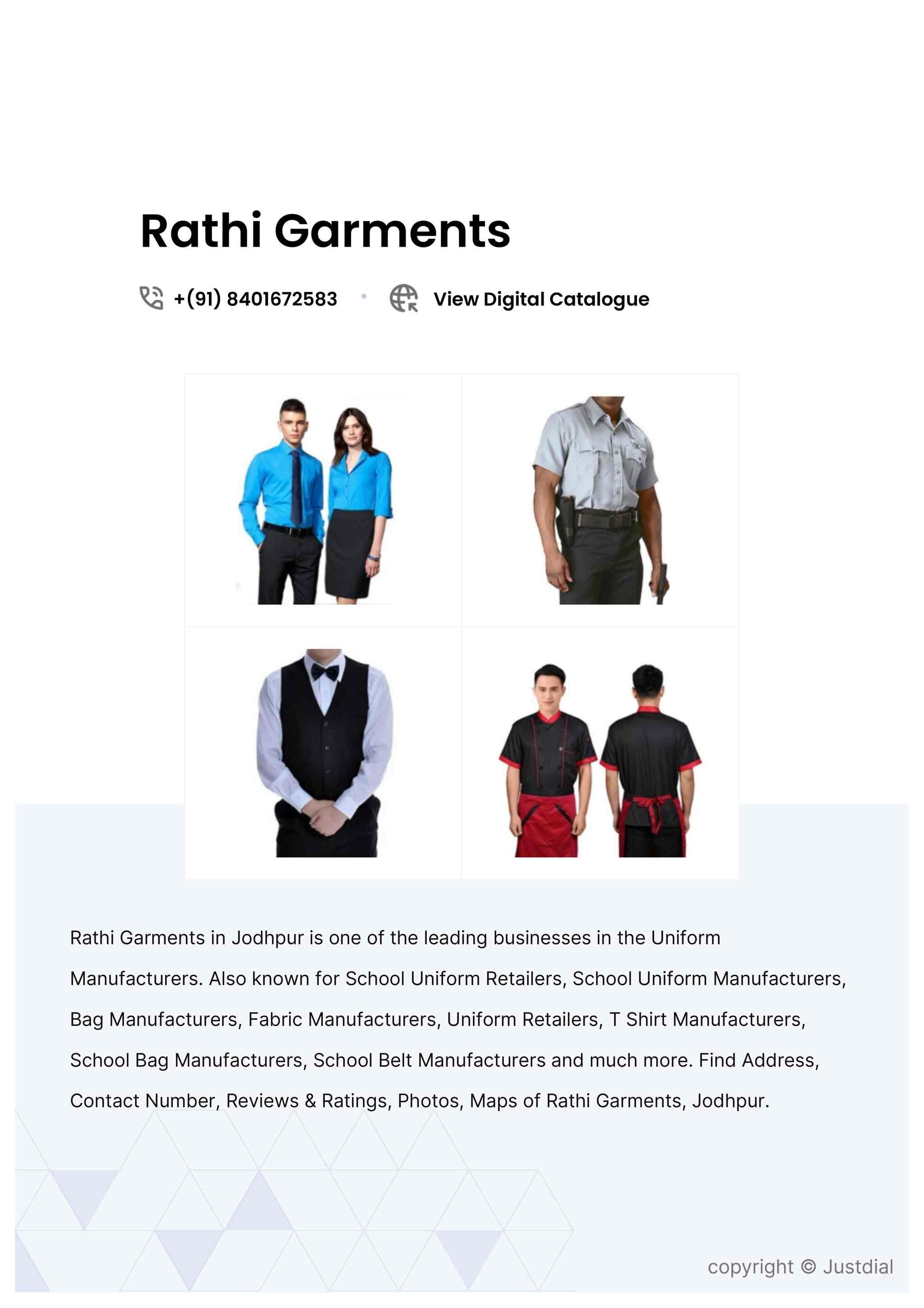 Rathi Garments in Ghasmandi,Jodhpur - Best Uniform Manufacturers near ...
