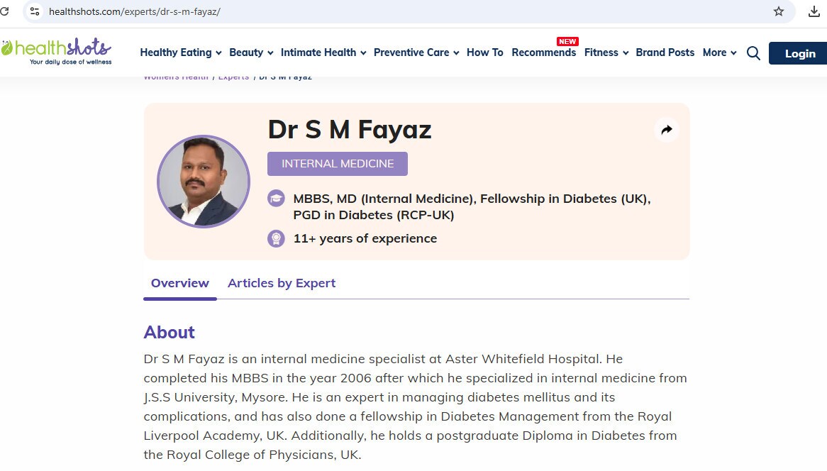 Dr. S M Fayaz (Hopewell Multispeciality Clinic) in Kadugodi,Bangalore ...