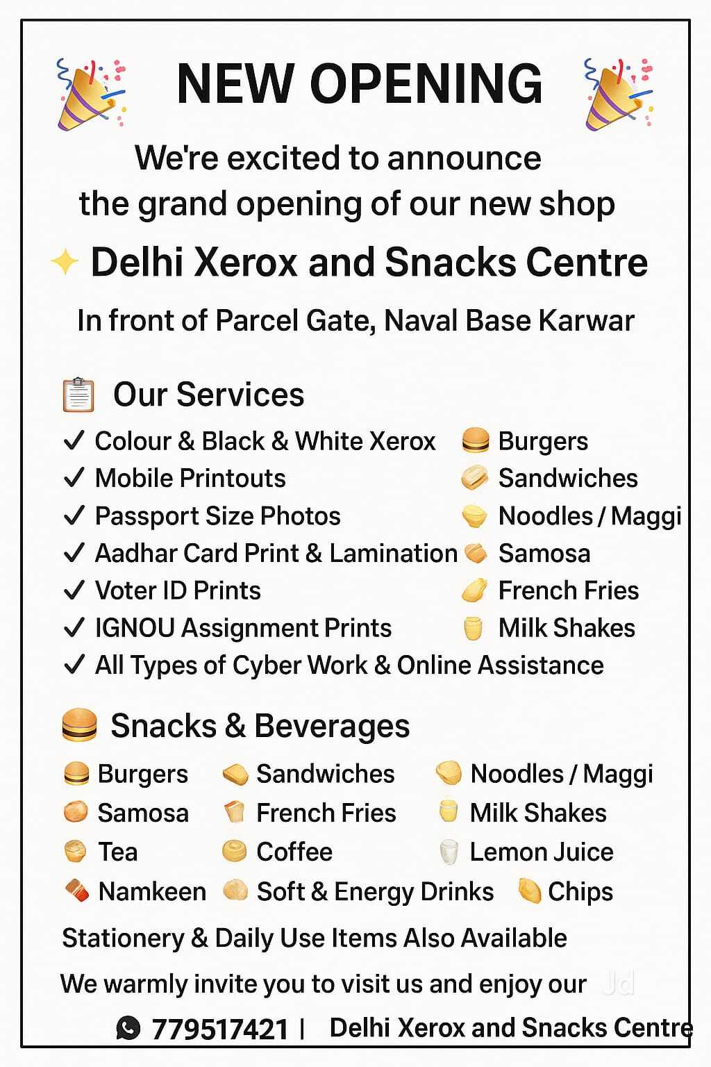 Delhi xerox and snacks centre in Karwar Naval Base,Karwar - Best ...
