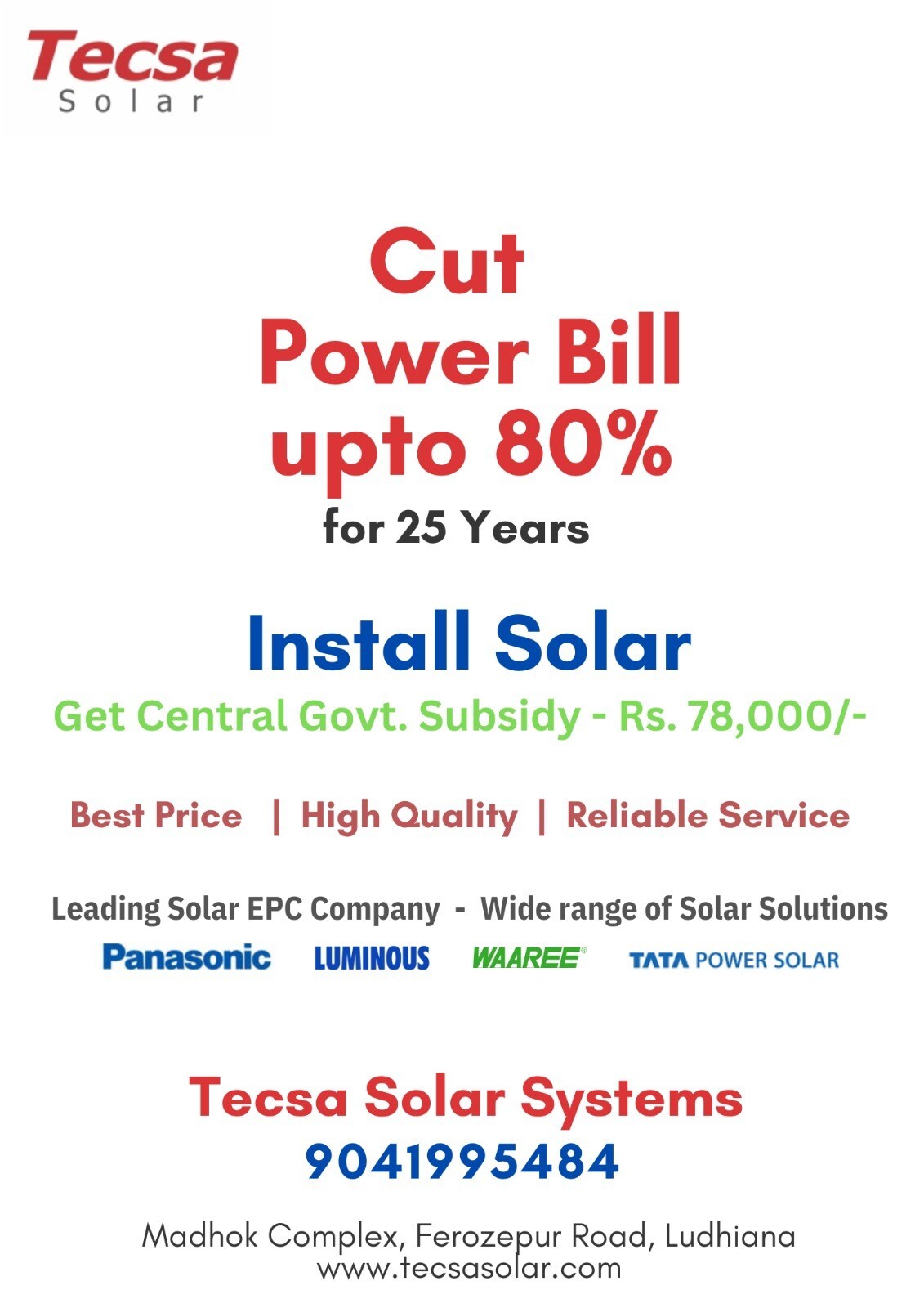 Tecsa Solar System in Ferozepur Road, Ludhiana - Best Solar Power Plant ...
